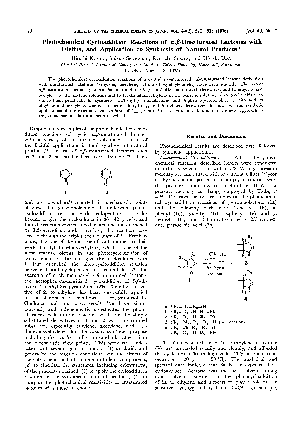 (PDF) Photochemical Cycloaddition Reactions of α,β-Unsaturated Lactones ...
