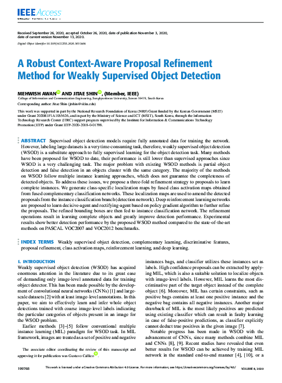 (PDF) A Robust Context-Aware Proposal Refinement Method for Weakly Supervised Object Detection ...