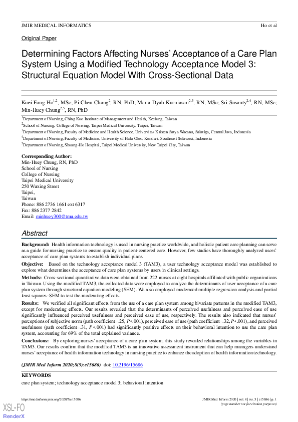 (PDF) Determining Factors Affecting Nurses’ Acceptance of a Care Plan ...