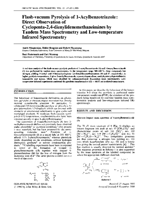 (PDF) Flash-vacuum pyrolysis of 1-acylbenzotriazole: Direct observation ...