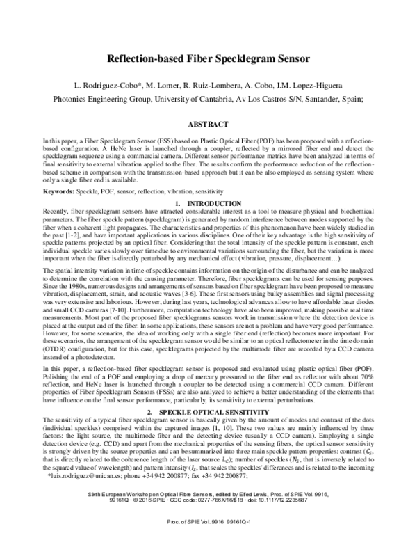 (PDF) Reflection-based fiber specklegram sensor