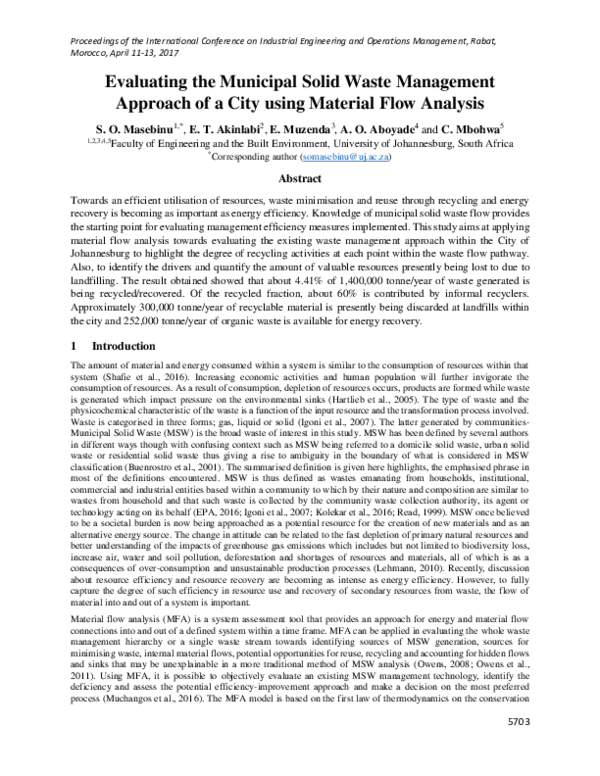 (PDF) Evaluating the municipal solid waste management approach of a ...