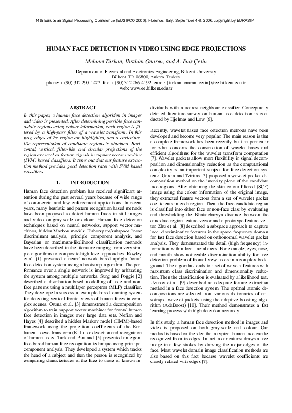 (PDF) Human face detection in video using edge projections