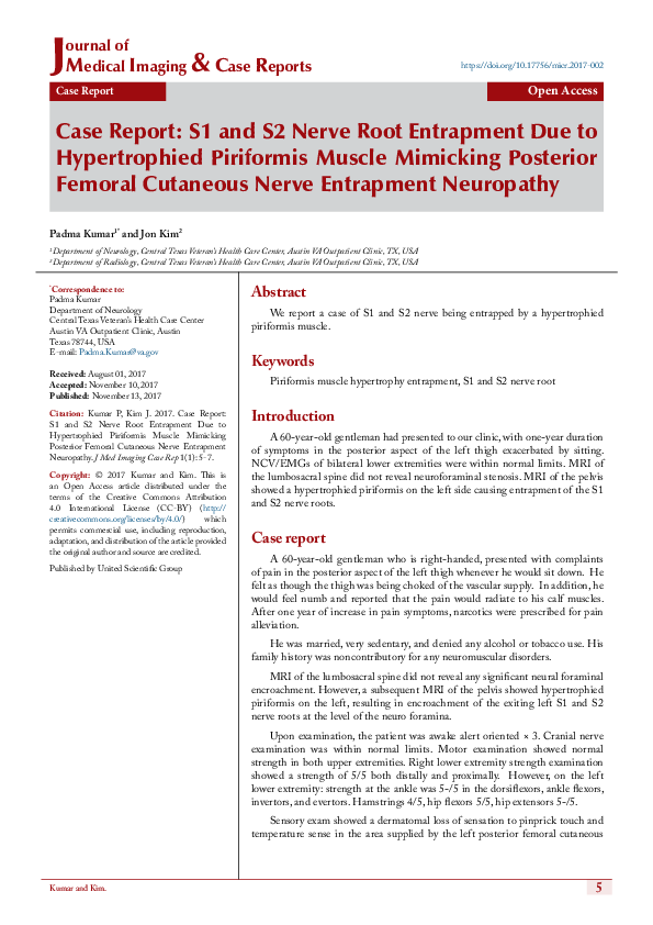 (PDF) Case Report: S1 and S2 Nerve Root Entrapment Due to Hypertrophied ...