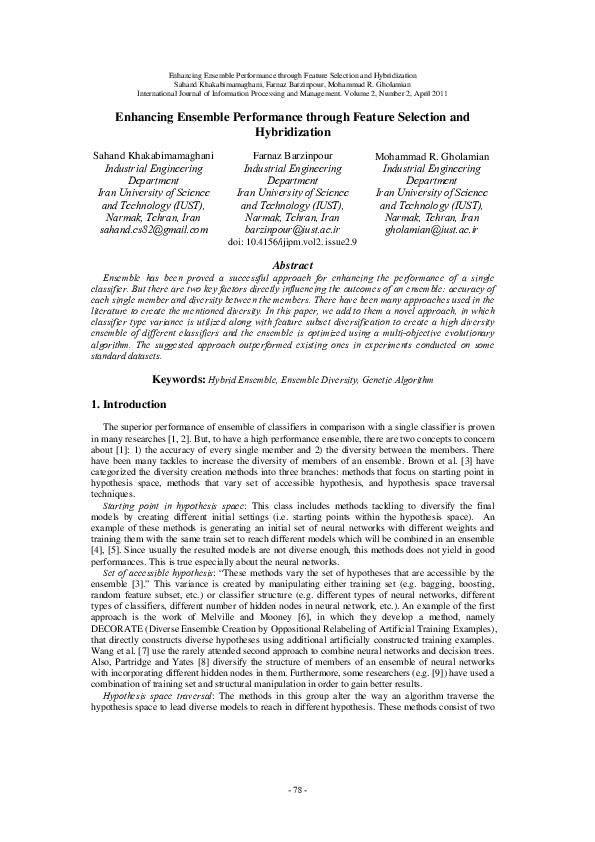 (PDF) Enhancing Ensemble Performance through Feature Selection and ...