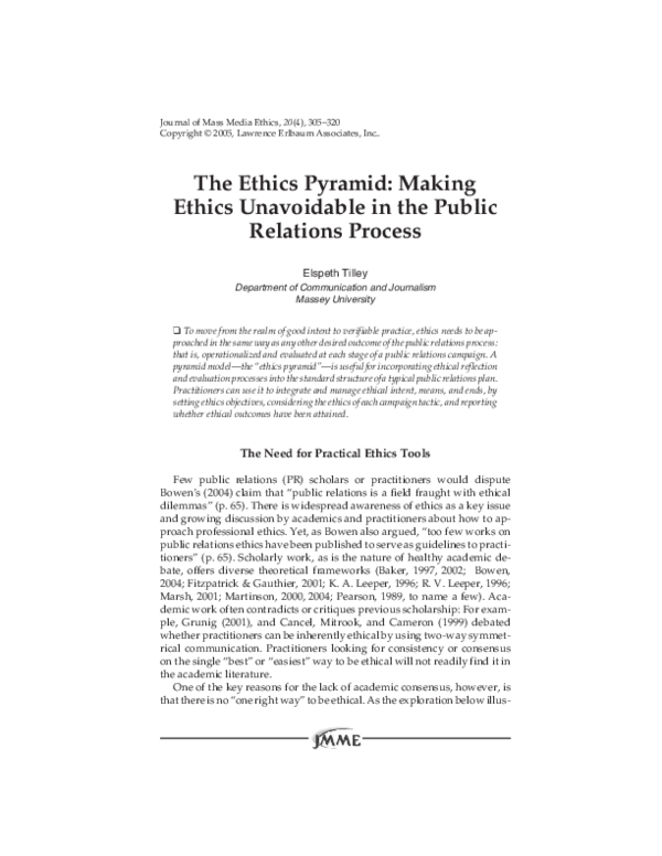 (PDF) The ethics pyramid: Making ethics unavoidable in the public ...