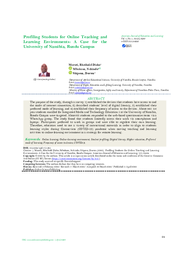 (PDF) Student Profiles in Online Learning at UNAM