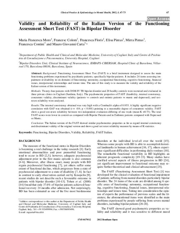 PDF Validity And Reliability Of The Italian Version Of The pdf-validity-and-reliability-of-the-italian-version-of-the