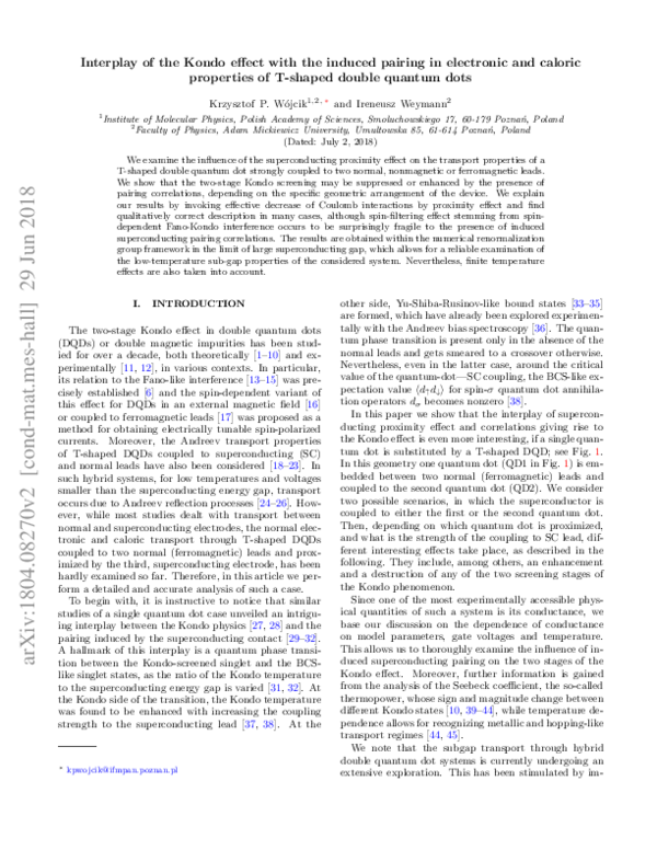 (PDF) Interplay of the Kondo effect with the induced pairing in electronic and caloric ...