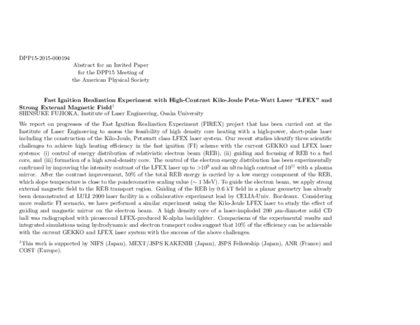 (PDF) Fast ignition realization experiment with high-contrast kilo ...