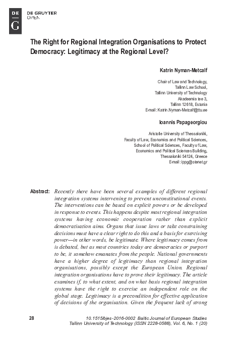 (PDF) The Right for Regional Integration Organisations to Protect ...