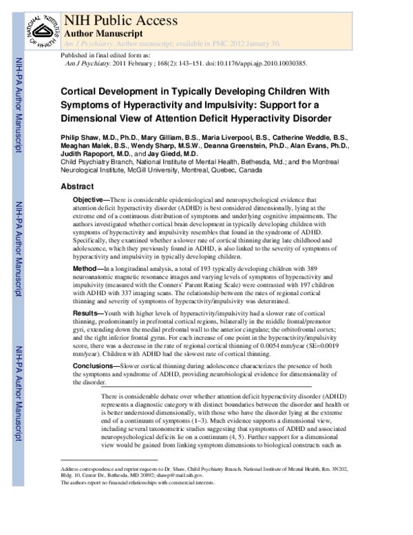 (PDF) Cortical Development in Typically Developing Children With ...