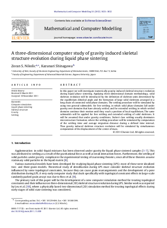 (PDF) Computer simulation of free settling and skeletal settling during liquid phase sintering ...