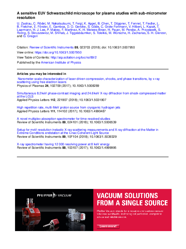 (PDF) A sensitive EUV Schwarzschild microscope for plasma studies with ...