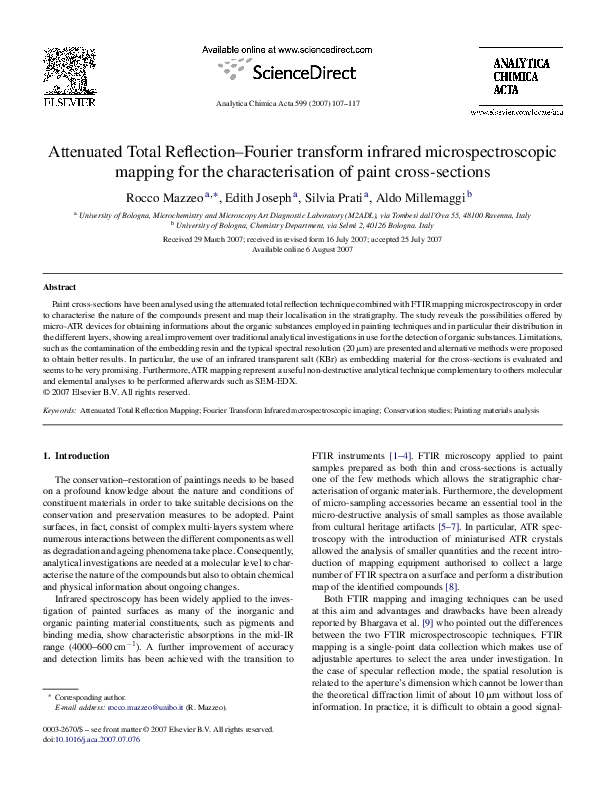 (PDF) Attenuated total reflection-fourier transform infrared spectroscopy (ATR-FTIR) detection ...