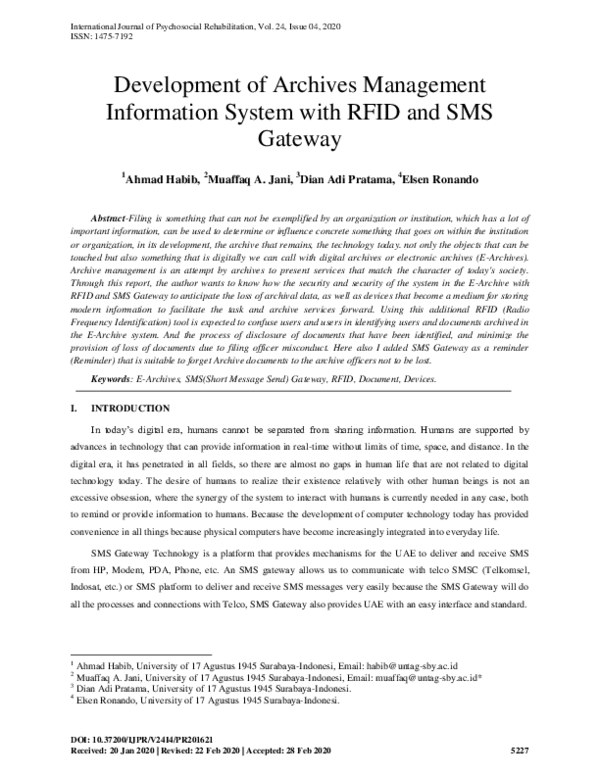 (PDF) Development of Archives Management Information System with RFID ...