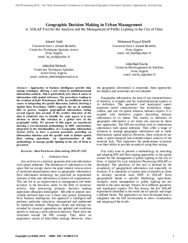 (PDF) Geographic Decision Making in Urban Management A SOLAP Tool for ...