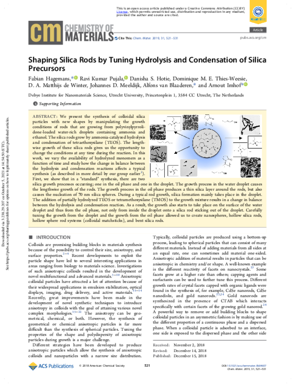 (PDF) Shaping Silica Rods by Tuning the Hydrolysis and Condensation of ...