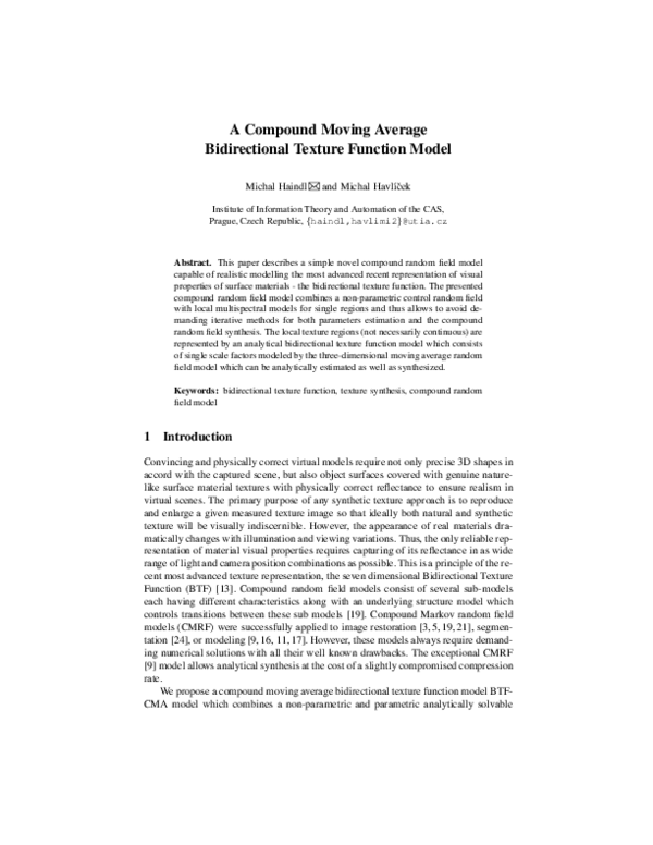 (PDF) A Compound Moving Average Bidirectional Texture Function Model
