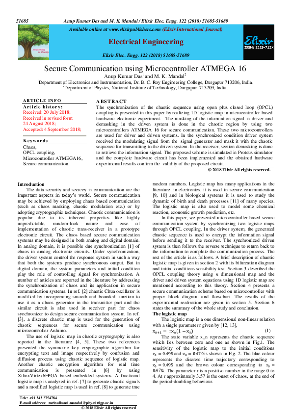 (PDF) Secure Communication using Microcontroller ATMEGA 16