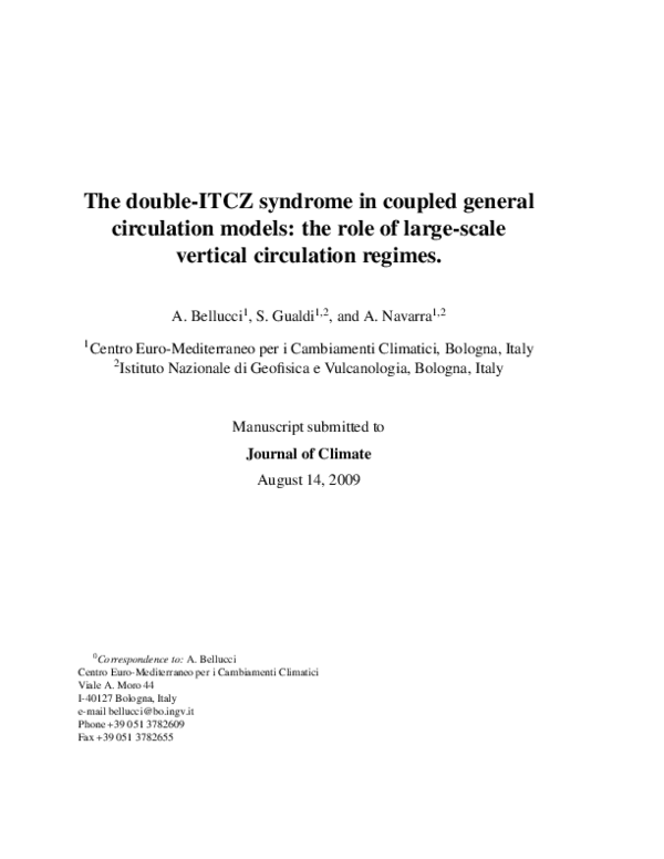 (PDF) The Double-ITCZ Syndrome in Coupled General Circulation Models ...