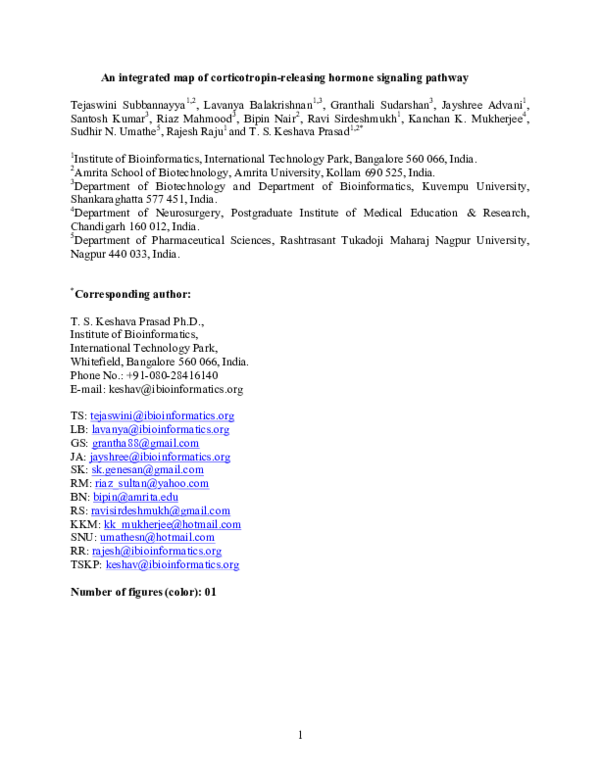 (PDF) Corticotropin-Releasing Hormone Signaling Map