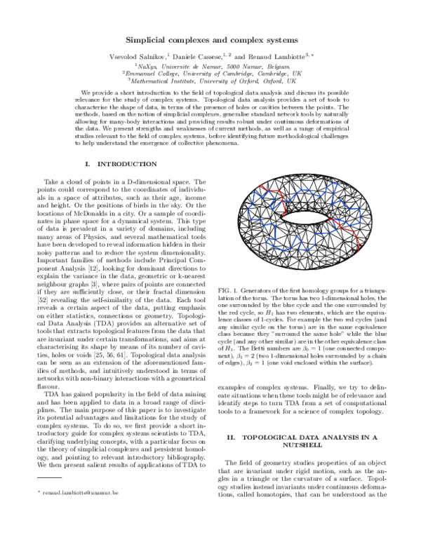 (PDF) Simplicial complexes and complex systems