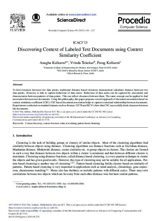 (PDF) Discovering Context of Labeled Text Documents Using Context Similarity Coefficient ...