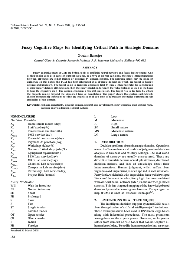 (PDF) Fuzzy Cognitive Maps for Identifying Critical Path in Strategic Domains