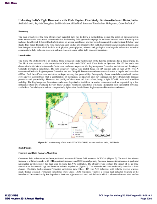 (PDF) Unlocking India’s tight reservoirs with rock physics, case study ...