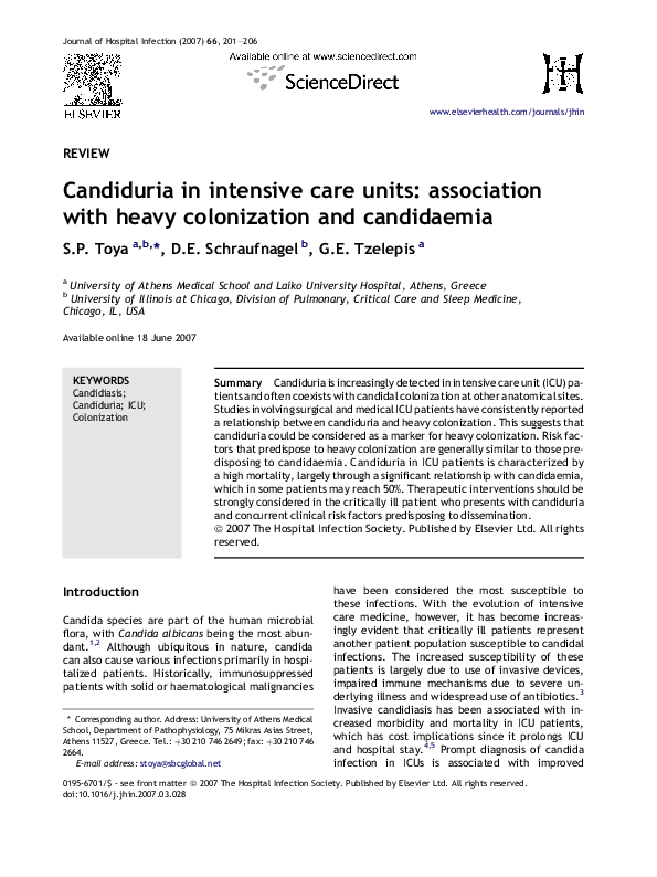 (PDF) Candiduria in intensive care units: association with heavy ...