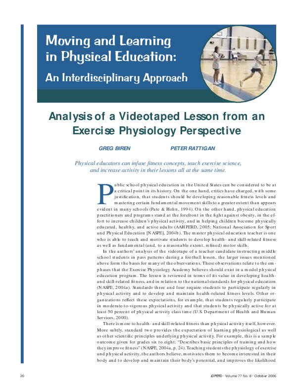 (PDF) Analysis of a Videotaped Lesson from an Exercise Physiology ...