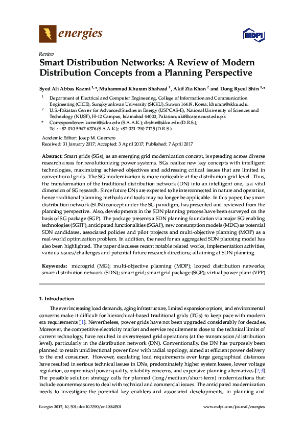 (PDF) Smart Distribution Networks: A Review of Modern Distribution ...