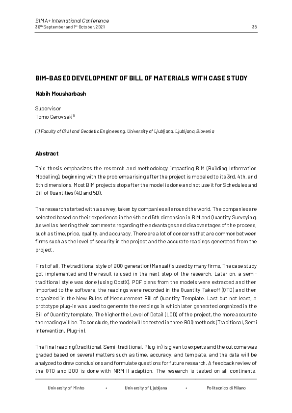 (PDF) Bim-Based Development of Bill of Materials with Case Study