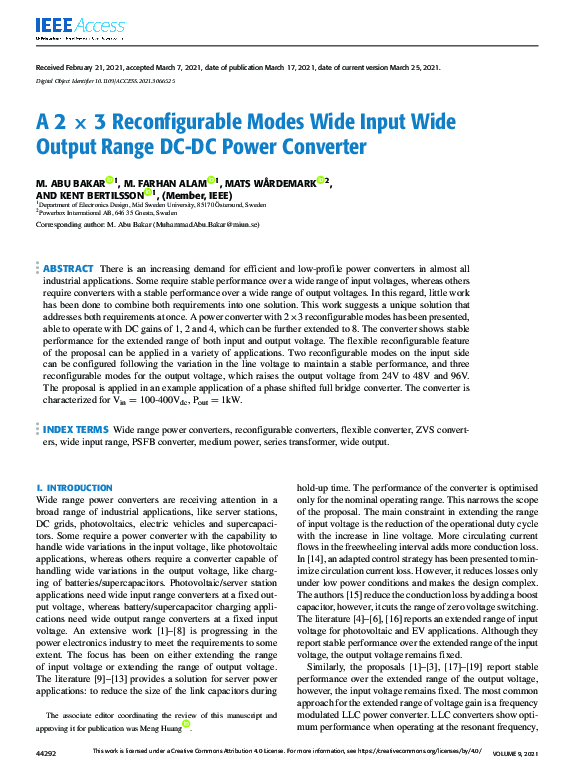 (PDF) A 2×3 Reconfigurable Modes Wide Input Wide Output Range DC-DC Power Converter