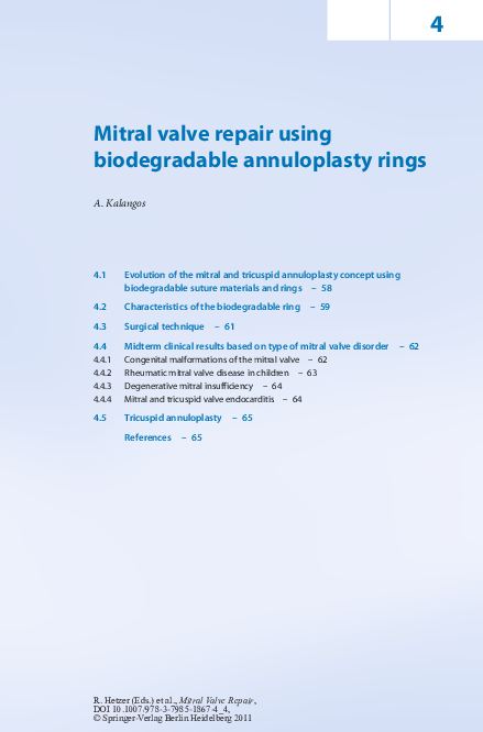 (PDF) Mitral valve repair using biodegradable annuloplasty rings