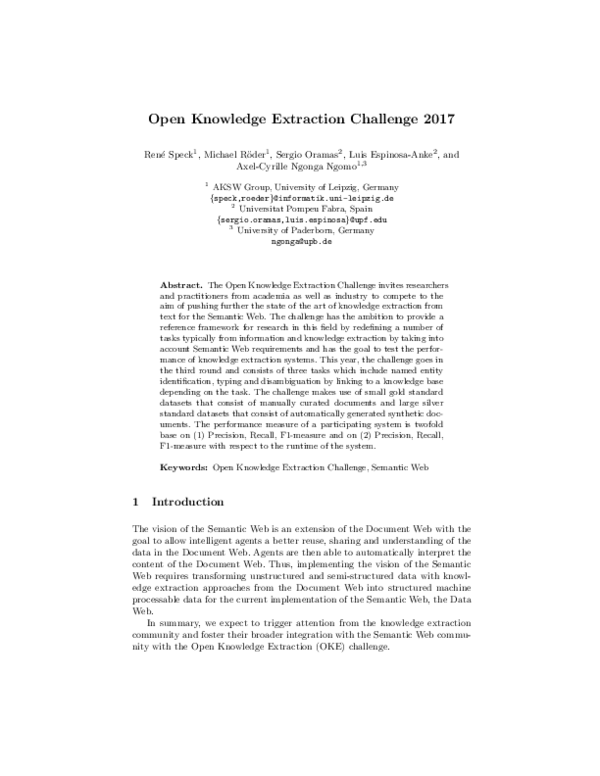 (PDF) Open Knowledge Extraction Challenge 2018