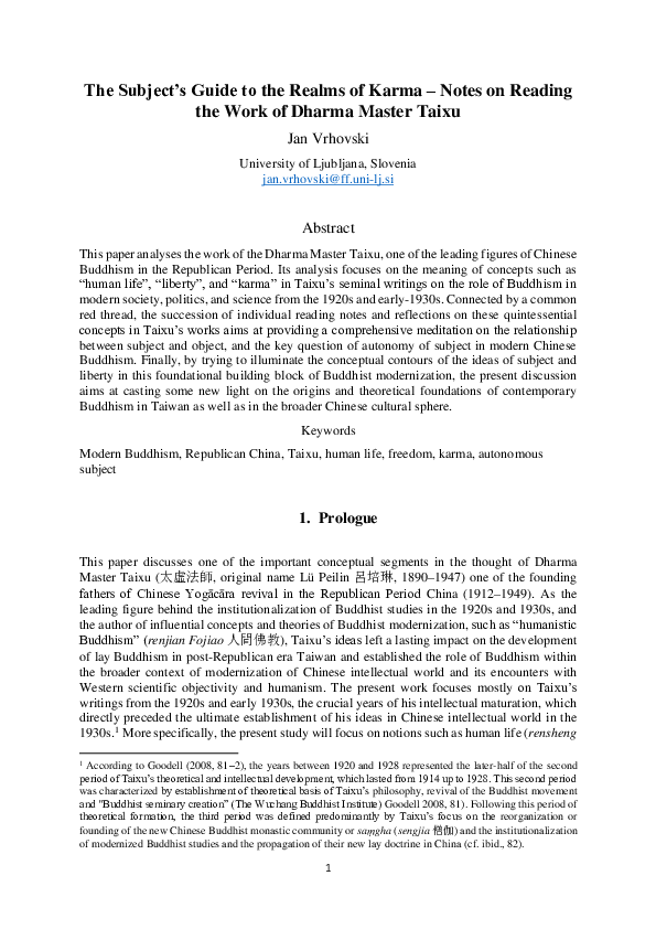 (PDF) The Subject's Guide to the Realms of Karma -Notes on Reading the ...