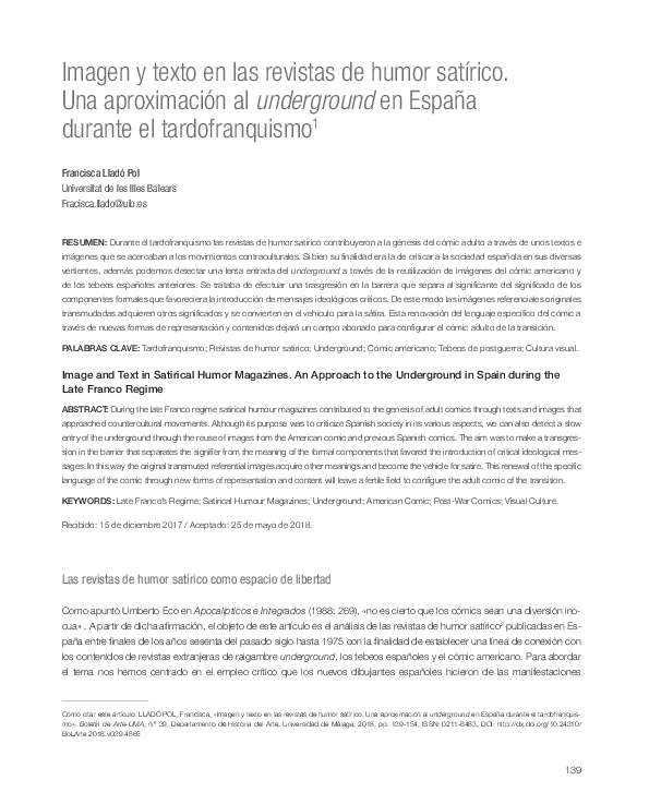 (PDF) Imagen y texto en las revistas de humor satírico. Una ...