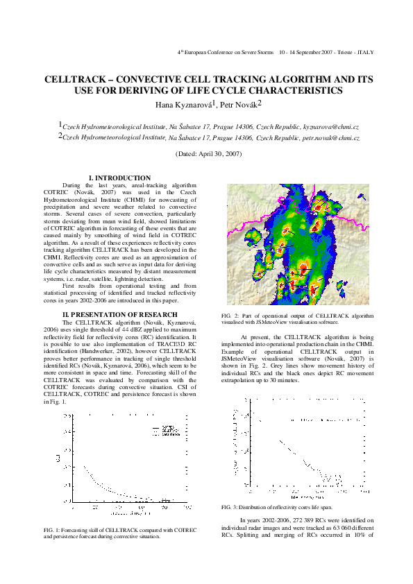 (PDF) CELLTRACK — Convective cell tracking algorithm and its use for deriving life cycle ...