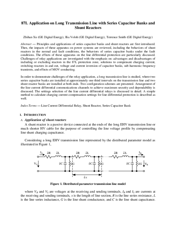 (PDF) 87L application on long transmission line with series capacitor banks and shunt reactors