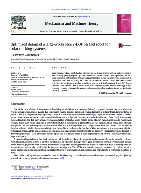 (PDF) Optimized design of a large-workspace 2-DOF parallel robot for ...