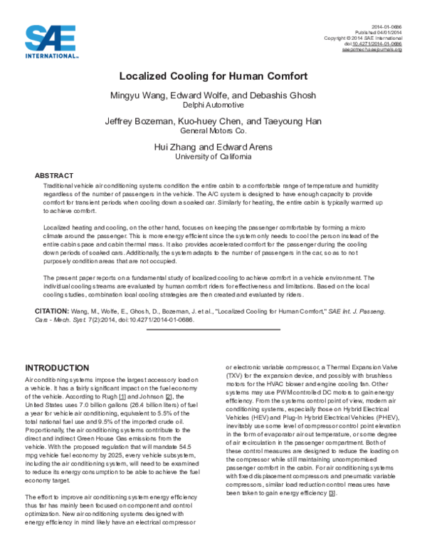 (PDF) Localized Cooling for Human Comfort