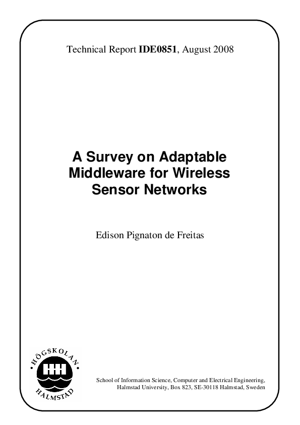 (PDF) A survey on adaptable middleware for wireless sensor networks | Edison Pignaton de Freitas ...
