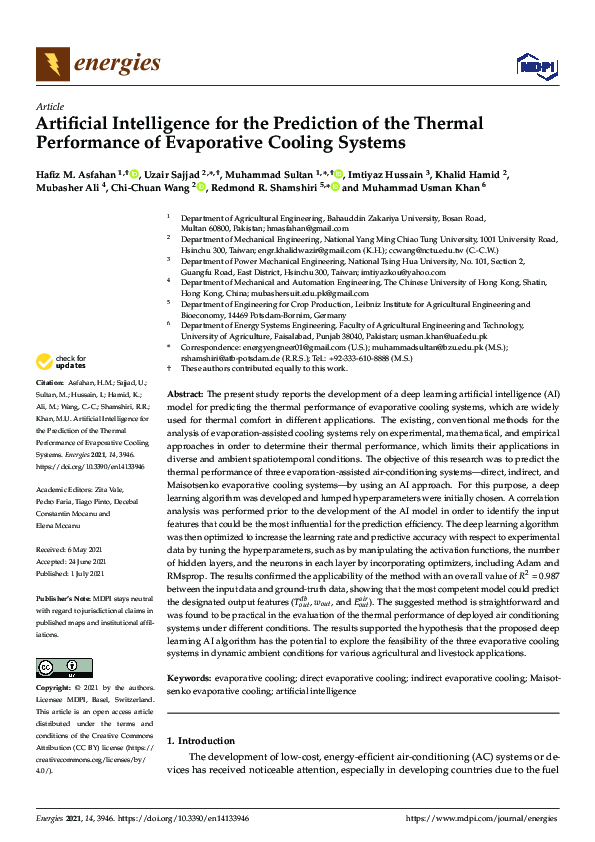 (PDF) Artificial Intelligence for the Prediction of the Thermal ...