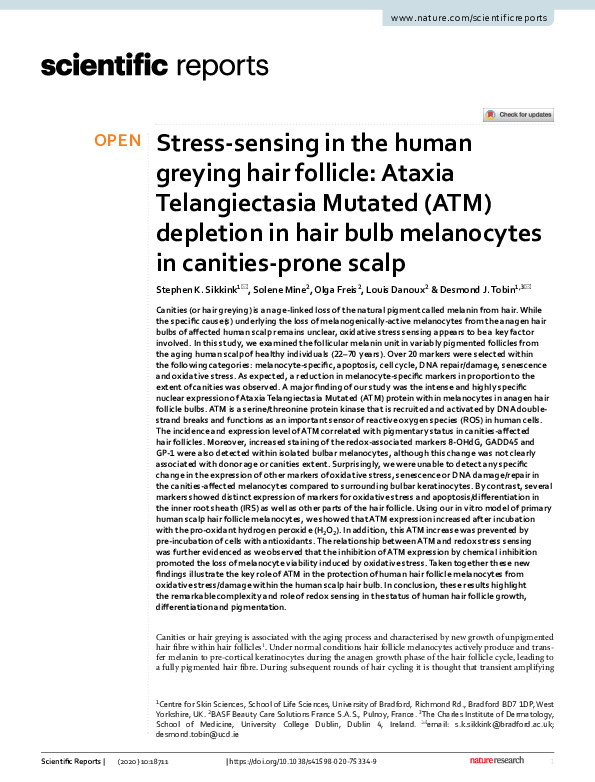 (PDF) Stress-sensing in the human greying hair follicle: Ataxia ...