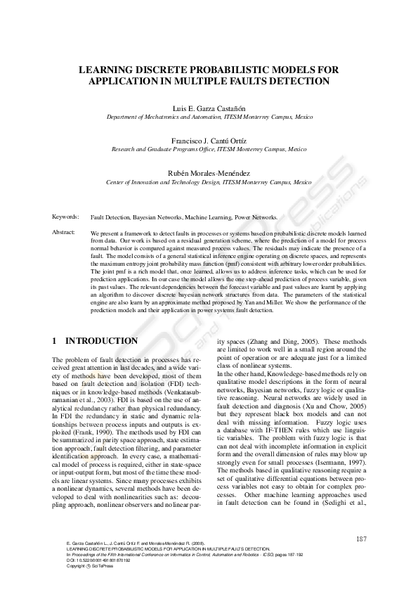 (PDF) Learning Discrete Probabilistic Models for Application in Multiple Faults Detection