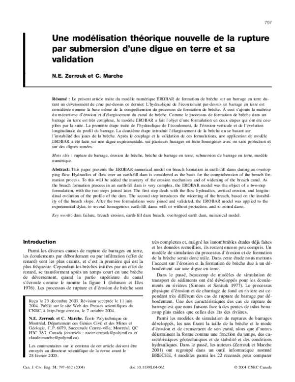 (PDF) Une modélisation théorique nouvelle de la rupture par submersion ...