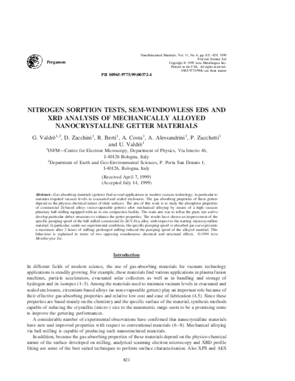 (PDF) Nitrogen sorption tests, SEM-windowless EDS and XRD analysis of ...