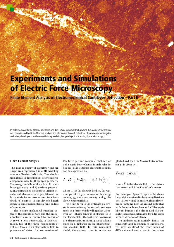 (PDF) Experiments and Simulations of Electric Force Microscopy